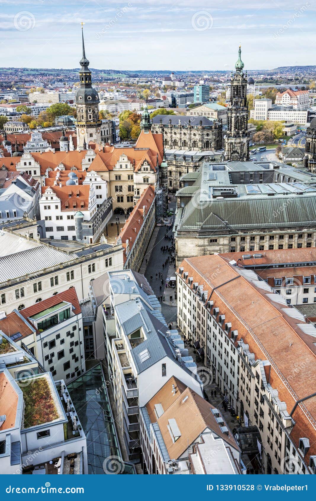 Castello Di Dresda E Cattedrale Di Dresda Da Frauenkirche, Germania ...