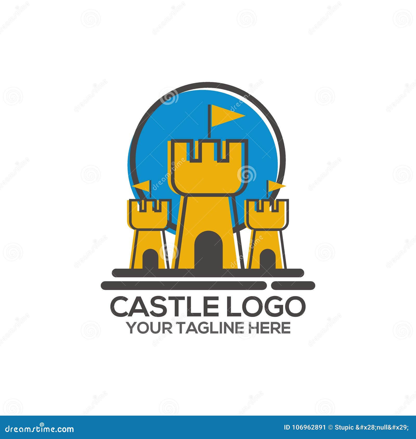 Castello Logo Vector Art Logo Template Ed Illustrazione Illustrazione ...