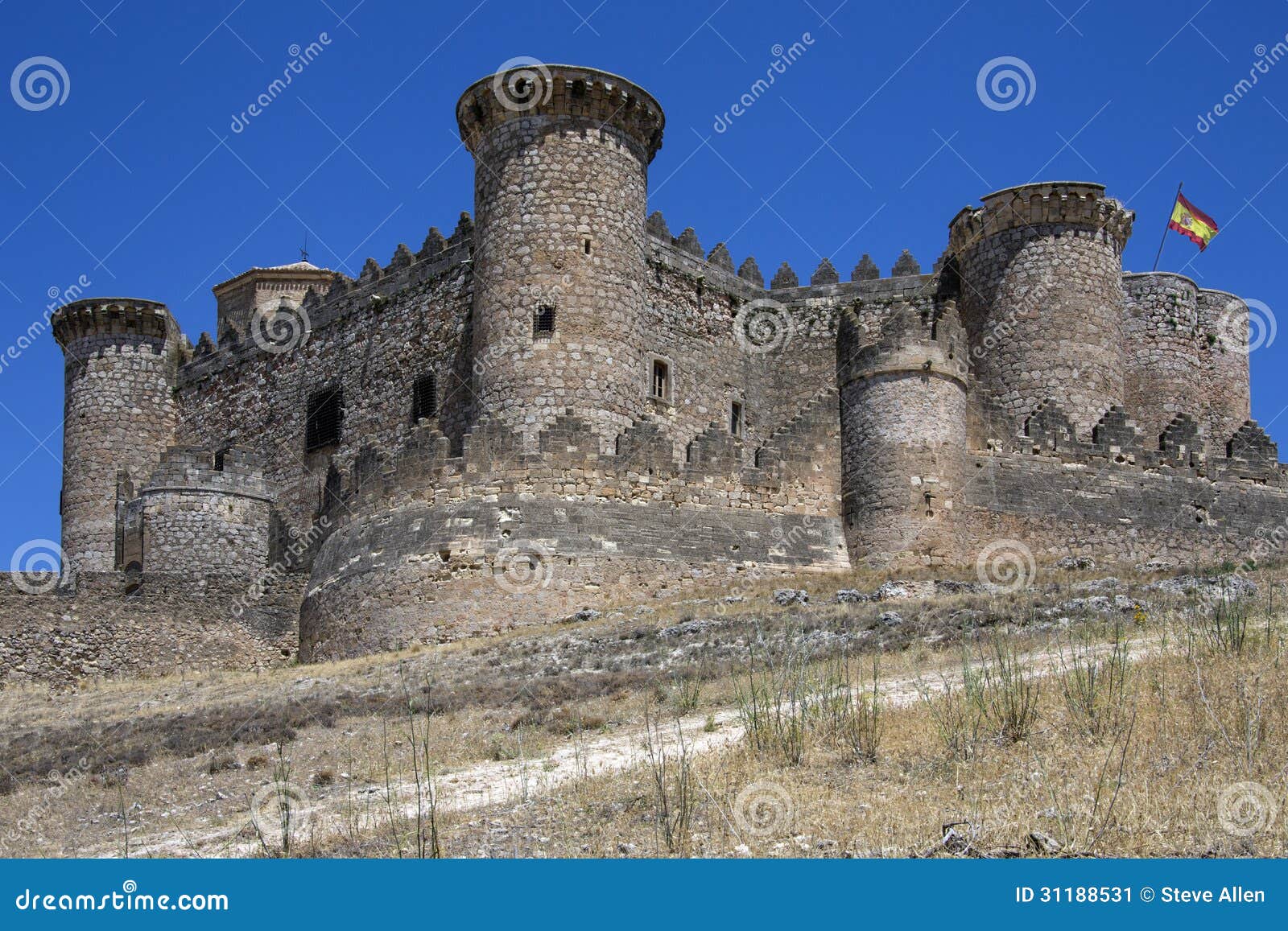 Castello Medievale Di Belmonte - La Mancha - Spagna Immagine Stock ...