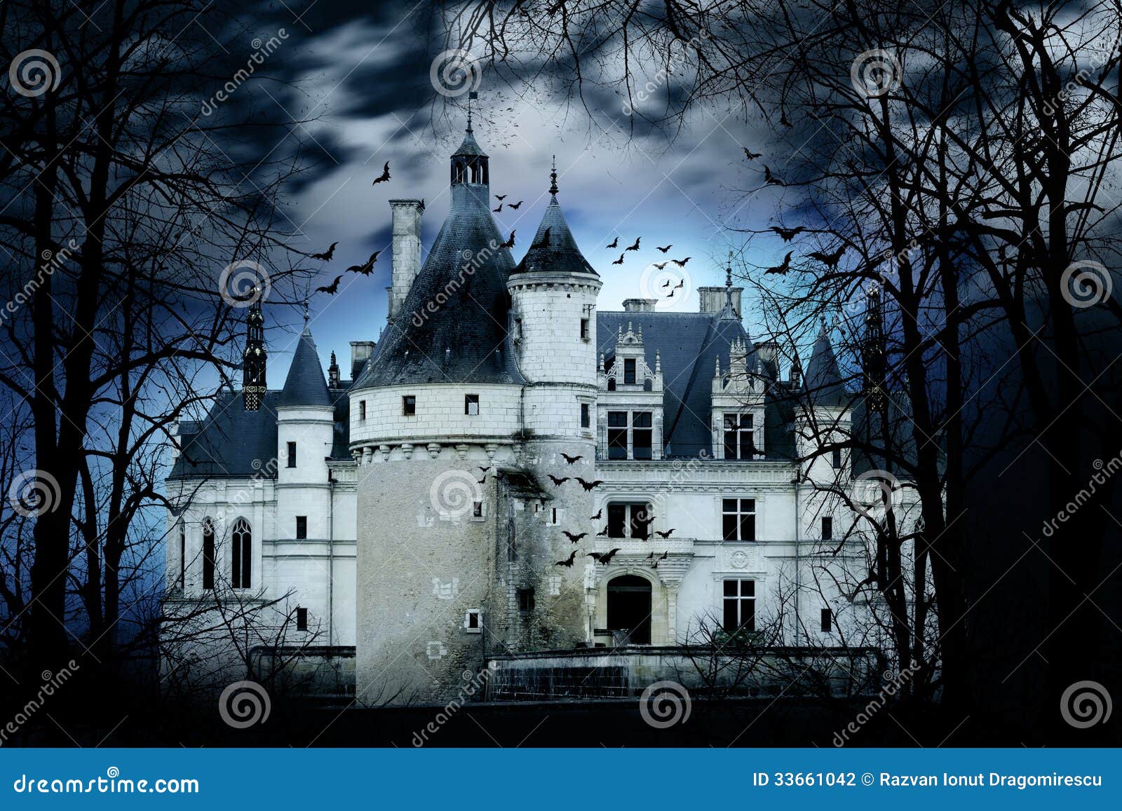 Castelo assombrado foto de stock. Imagem de porta, noite - 33661042