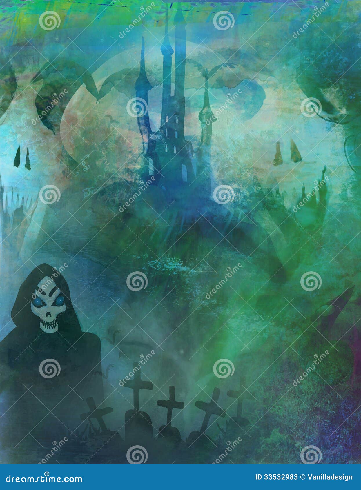Castelo Assombrado Assustador Ilustração Stock - Ilustração de monte ...