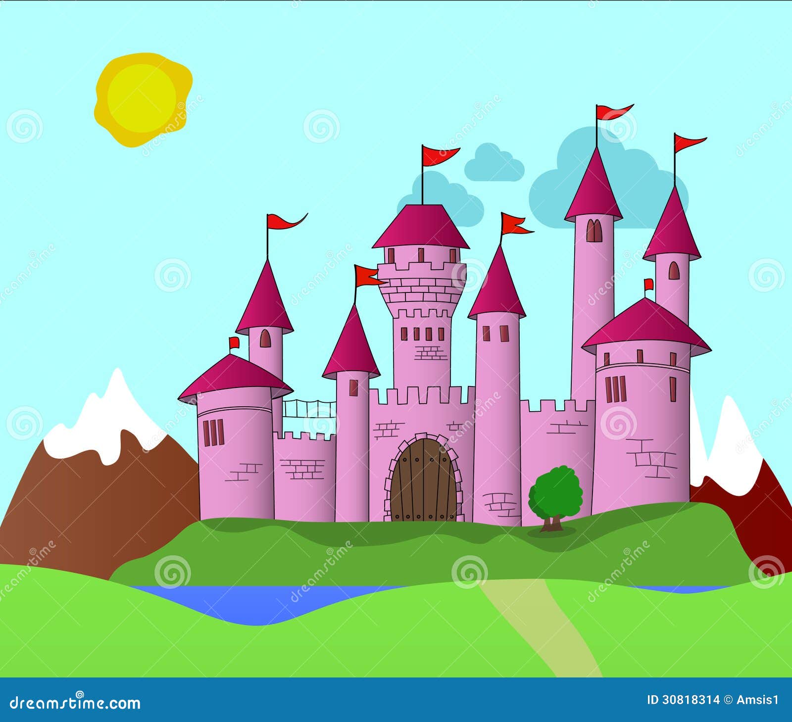 Castelo cor-de-rosa ilustração stock. Ilustração de castelo - 30818314