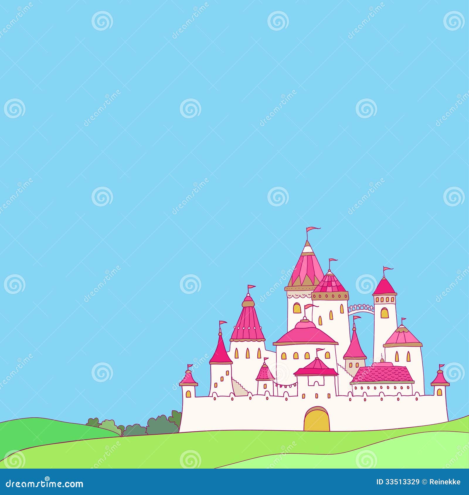 Castelo cor-de-rosa ilustração do vetor. Ilustração de torre - 33513329