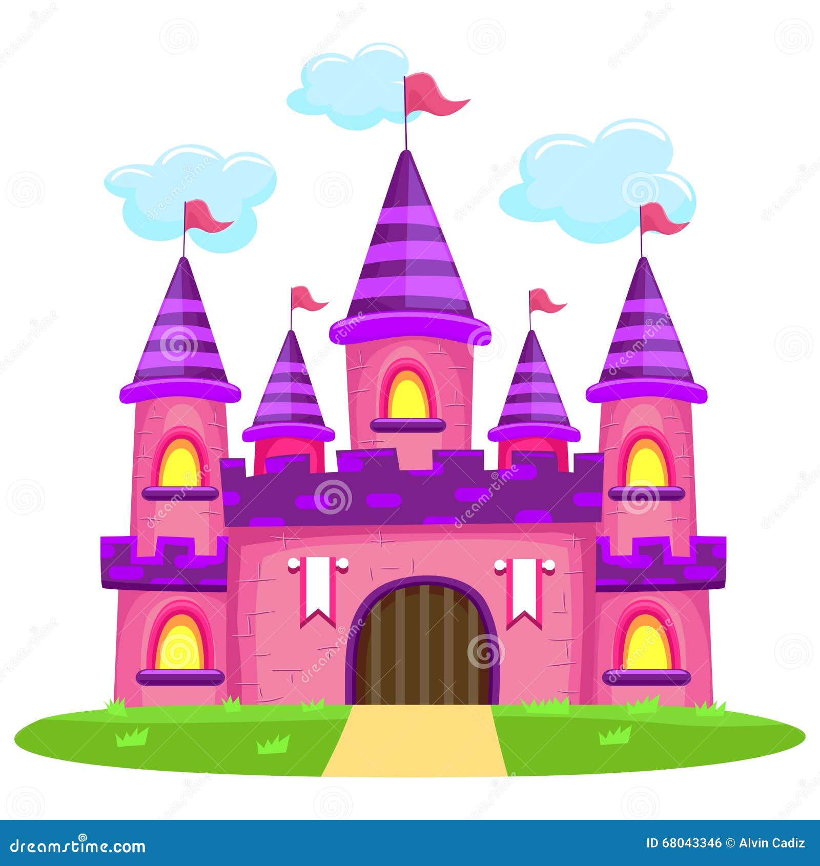 Castelo cor-de-rosa ilustração do vetor. Ilustração de alteza - 68043346