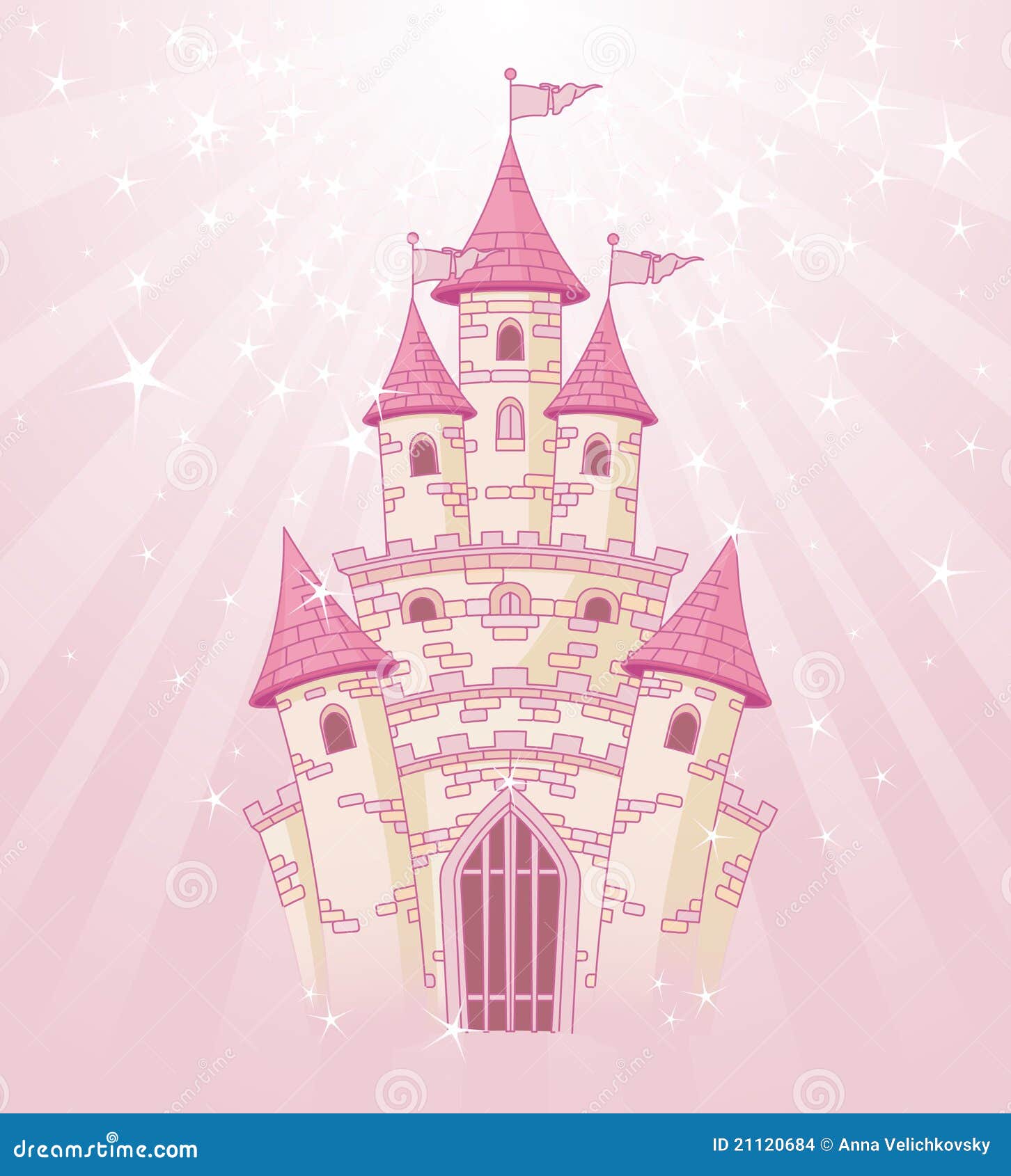 Castelo cor-de-rosa do céu ilustração do vetor. Ilustração de castelo ...