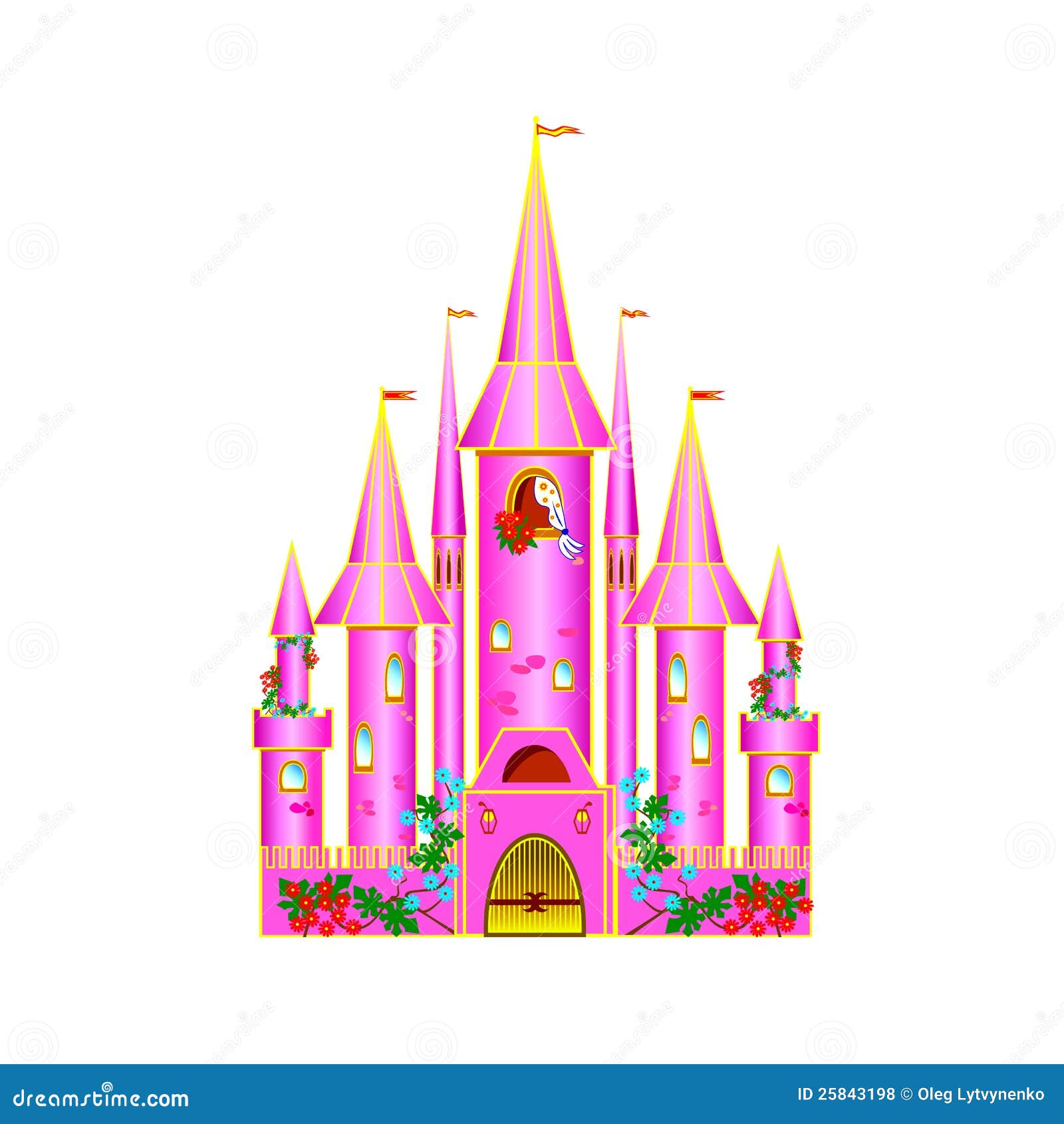 Castelo Cor-de-rosa Dos Desenhos Animados Ilustração do Vetor ...