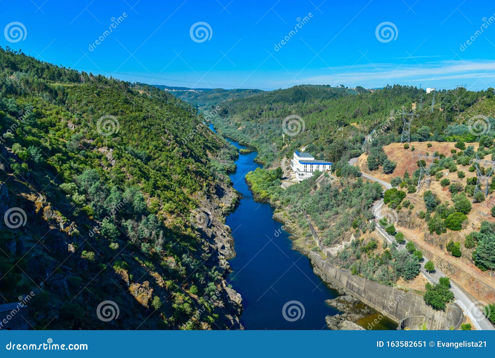 Castelo De Bode Dam Lake River Dam Reservoir, Portugal Royalty-Free ...