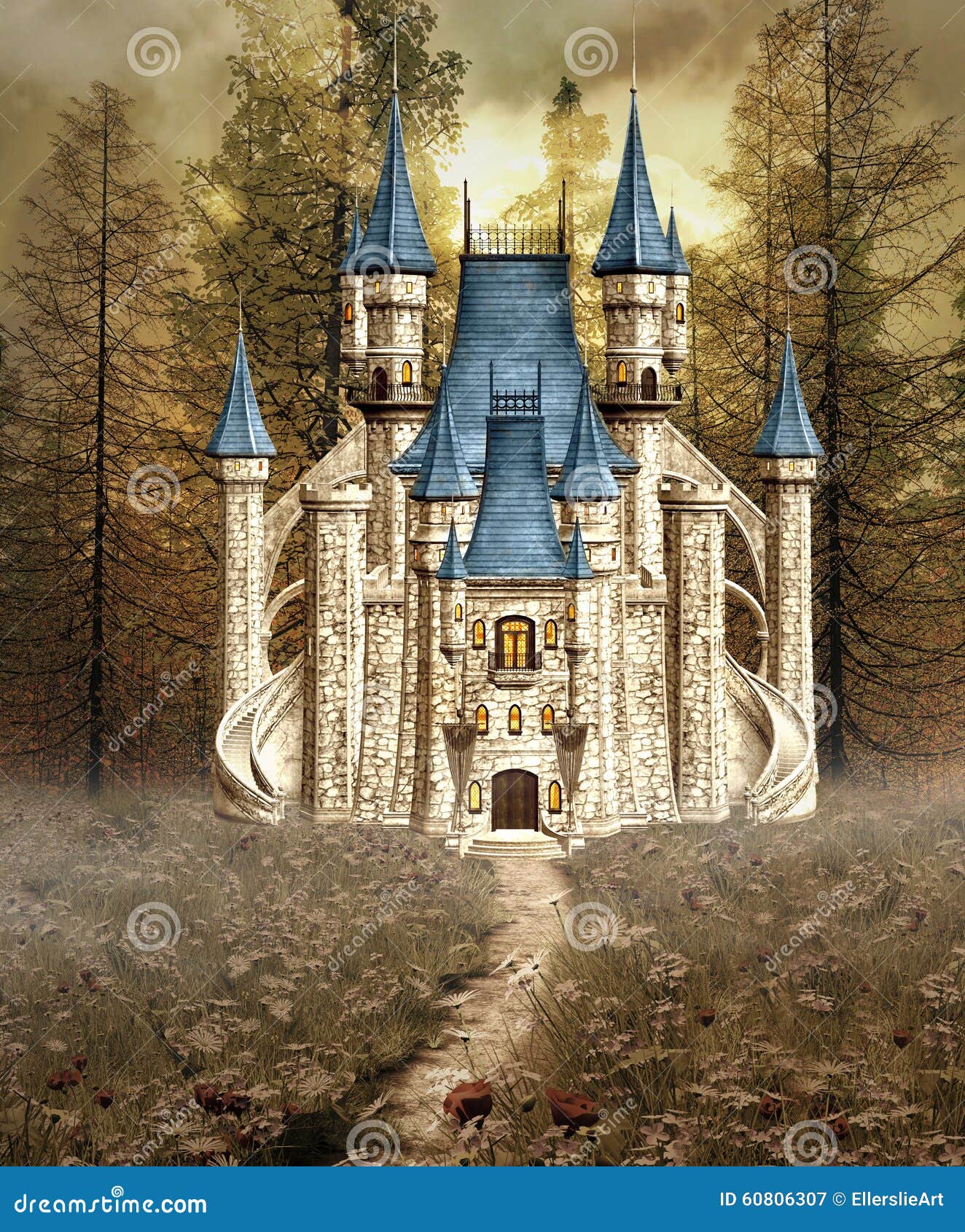 Castelo Encantado De Cinderella Ilustração Stock - Ilustração de marco ...