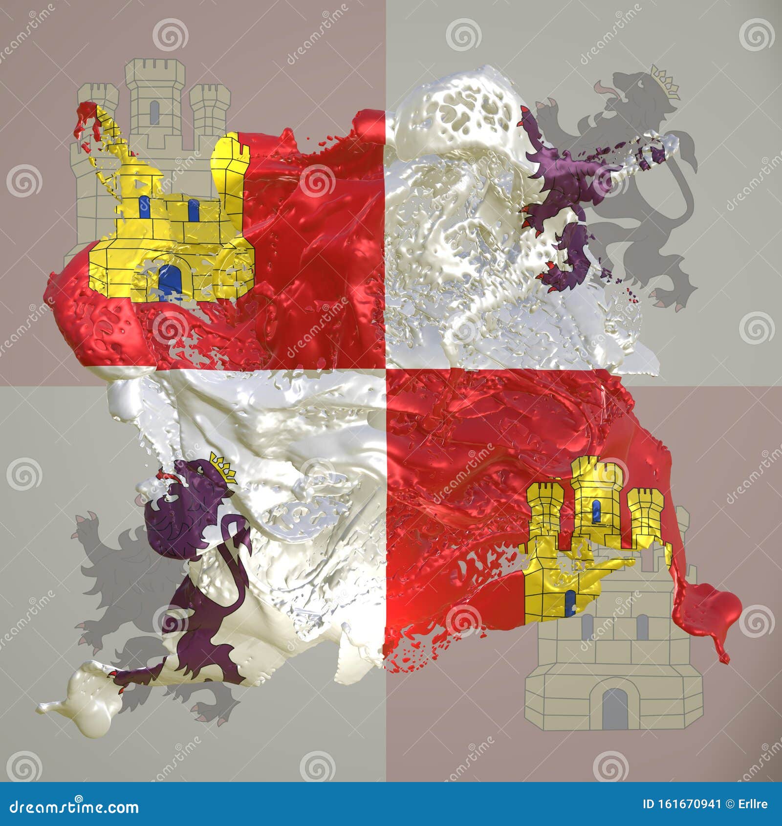 3d Castilla Leon Region Flag And Map Royalty-Free Stock Photography ...