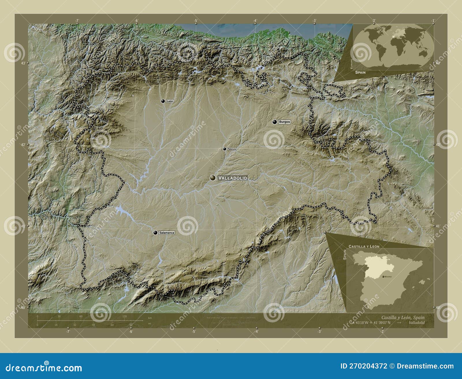 Castilla Y Leon, Spain. Wiki. Labelled Points of Cities Stock ...