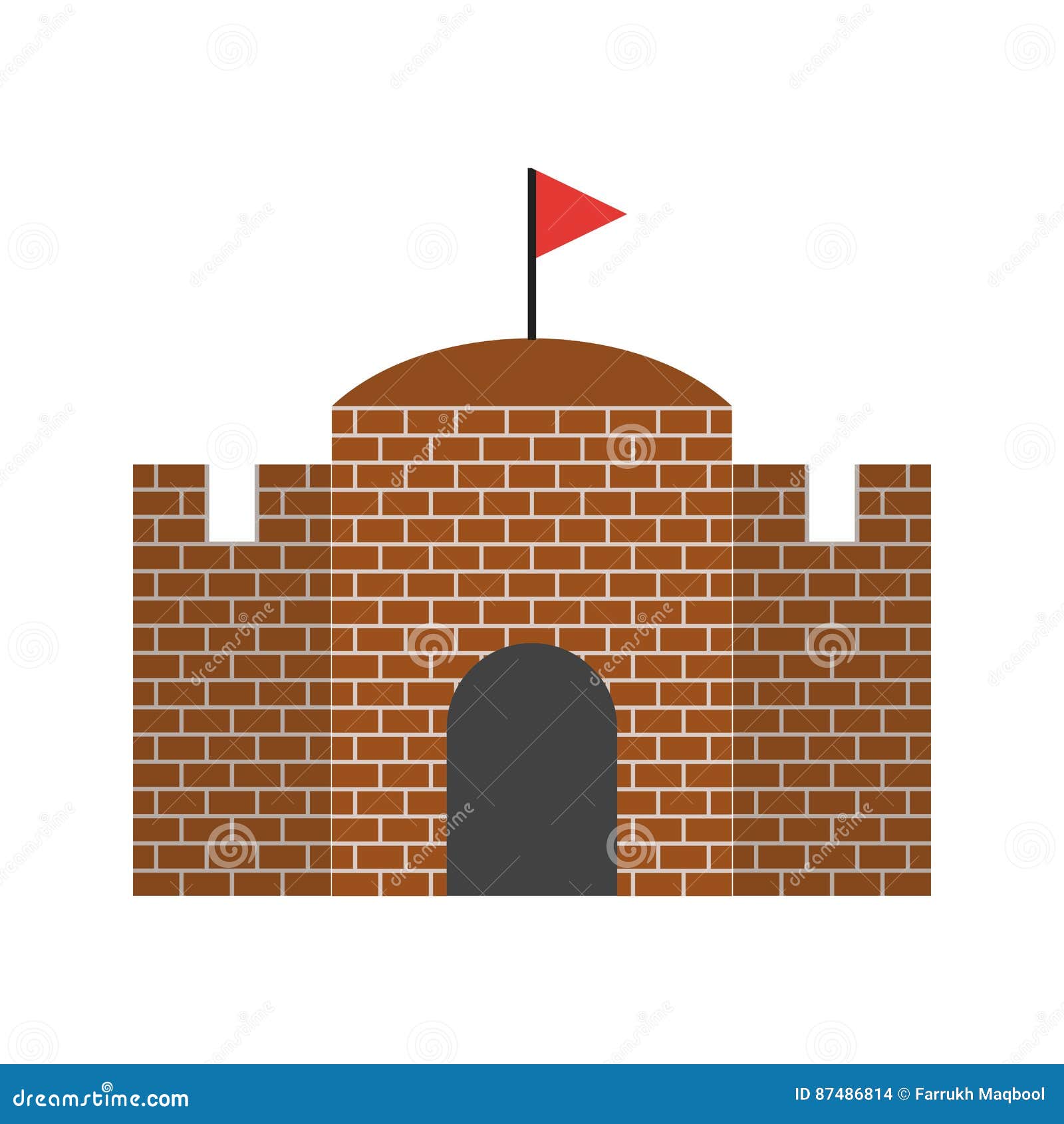 Castillo con la bandera ilustración del vector. Ilustración de piedra ...