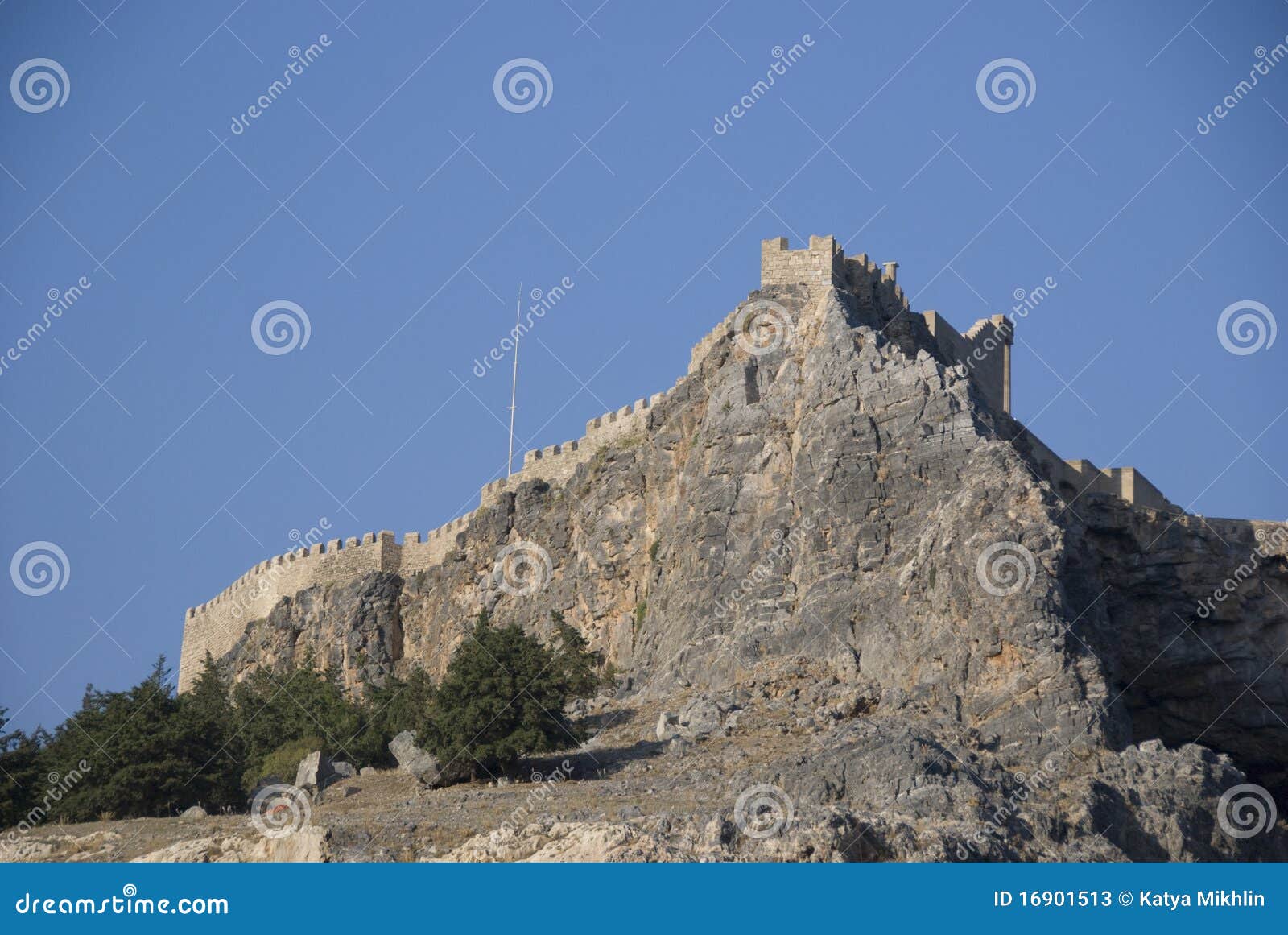 Castillo De Lindos - Grecia Imagen de archivo - Imagen de ruinas ...