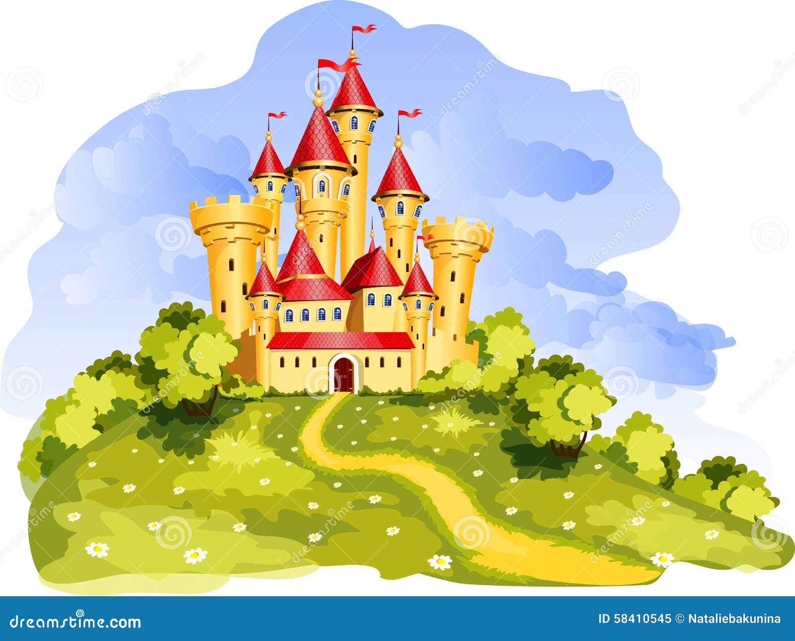 Castillo Del Cuento Ilustración del Vector - Imagen: 58410545