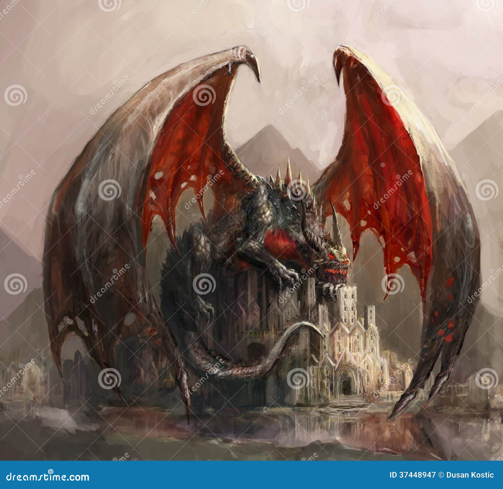 Castillo del dragón stock de ilustración. Ilustración de leyenda - 37448947