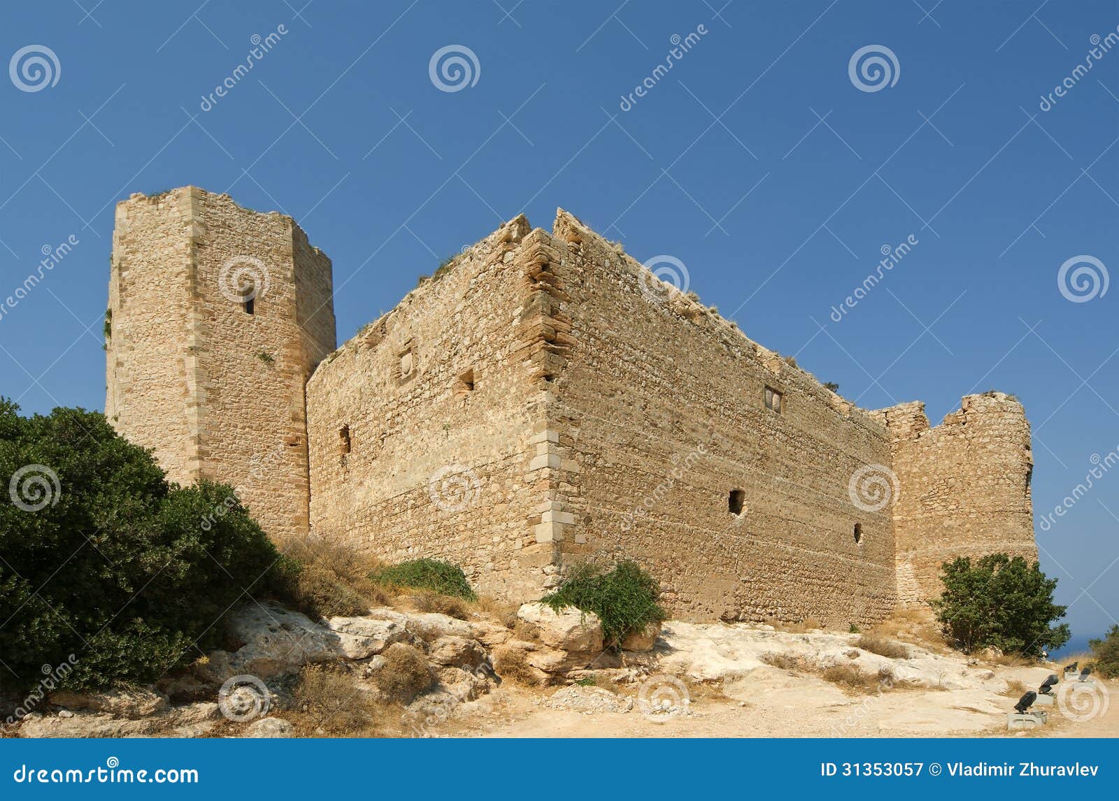 Castillo Medieval De Kritinia En Rhodes Greece Imagen de archivo ...