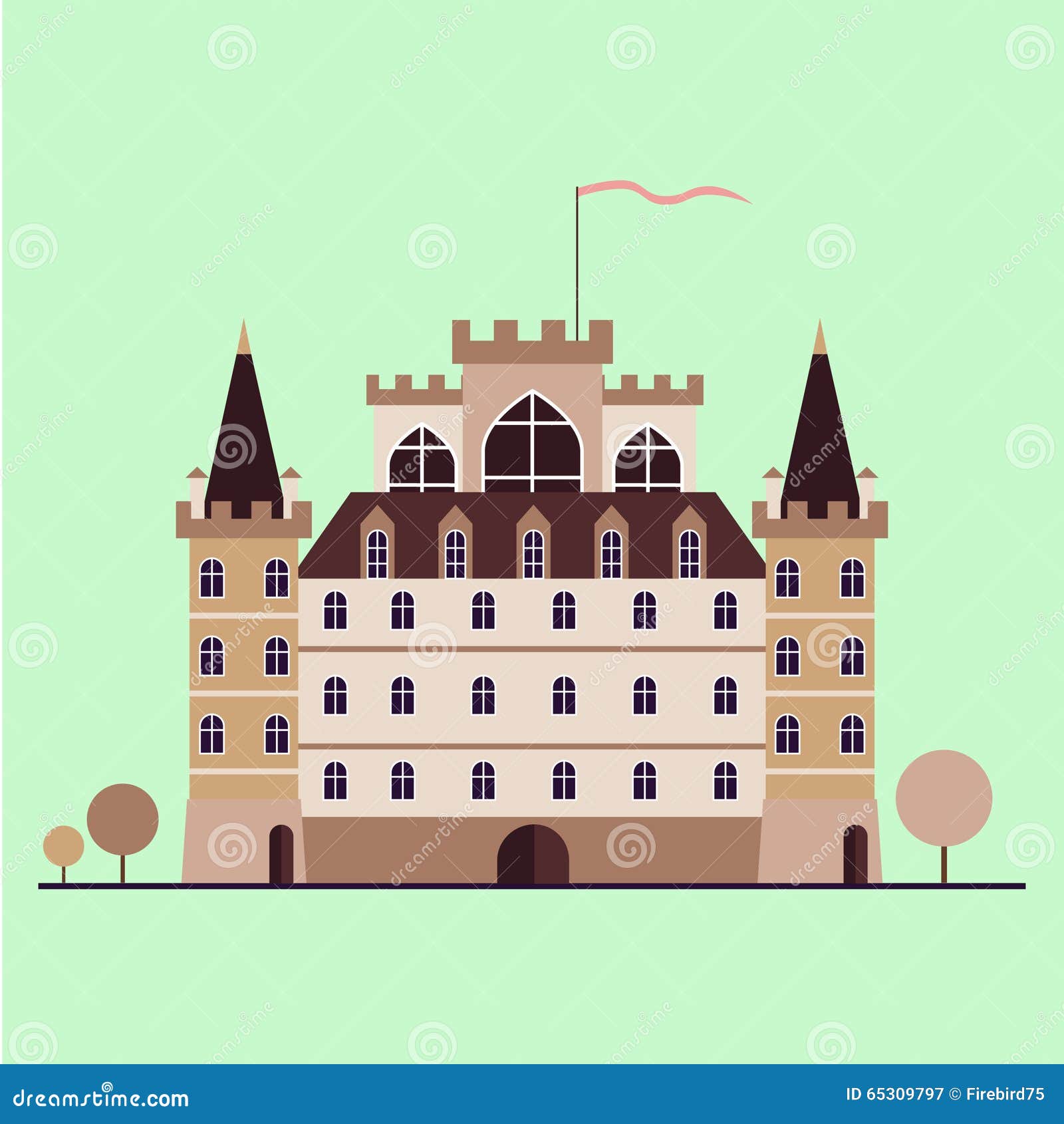 Castillo Medieval Estilizado Ilustración del Vector - Ilustración de ...