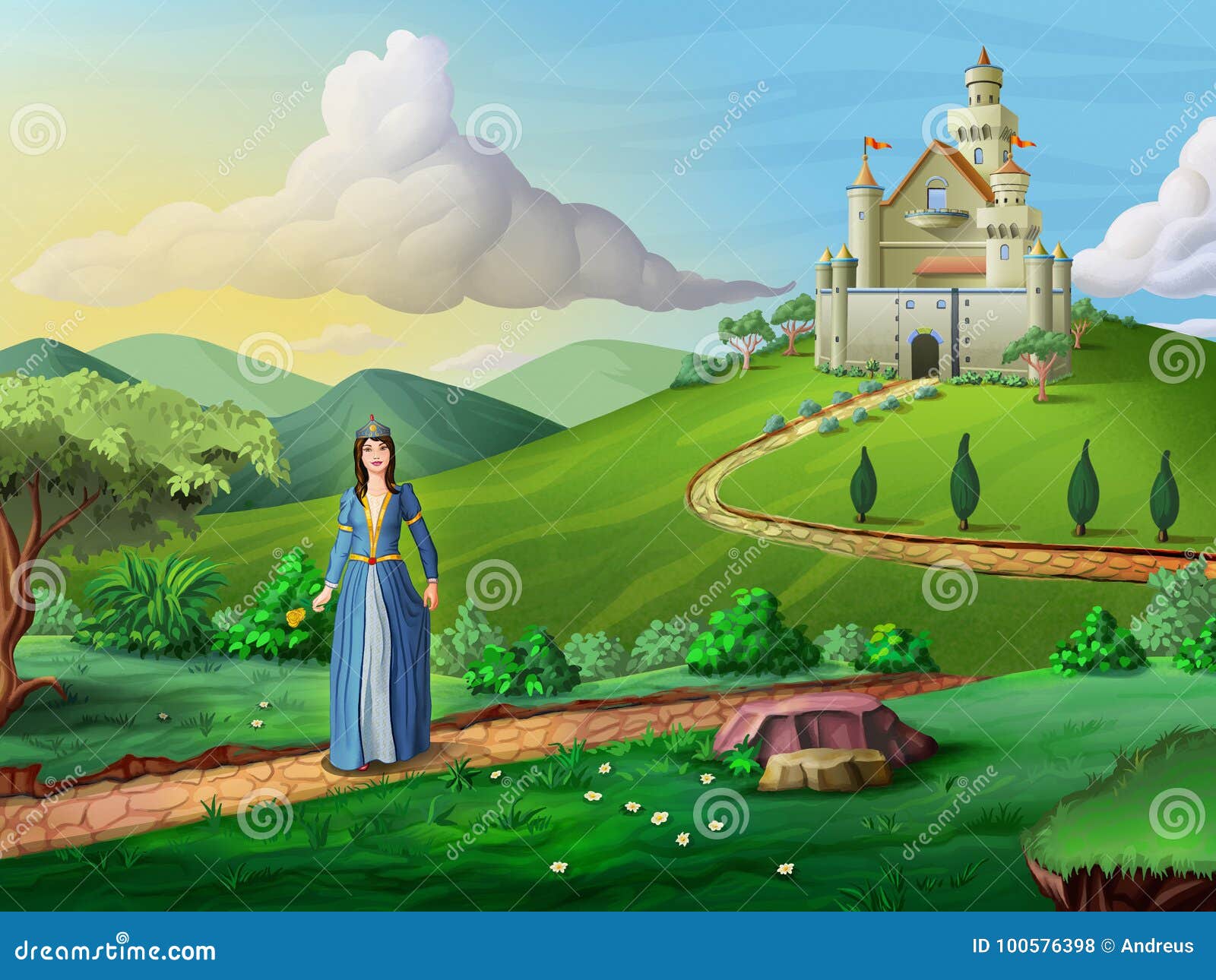 Castillo Y Princesa De Los Cuentos De Faity Stock de ilustración ...