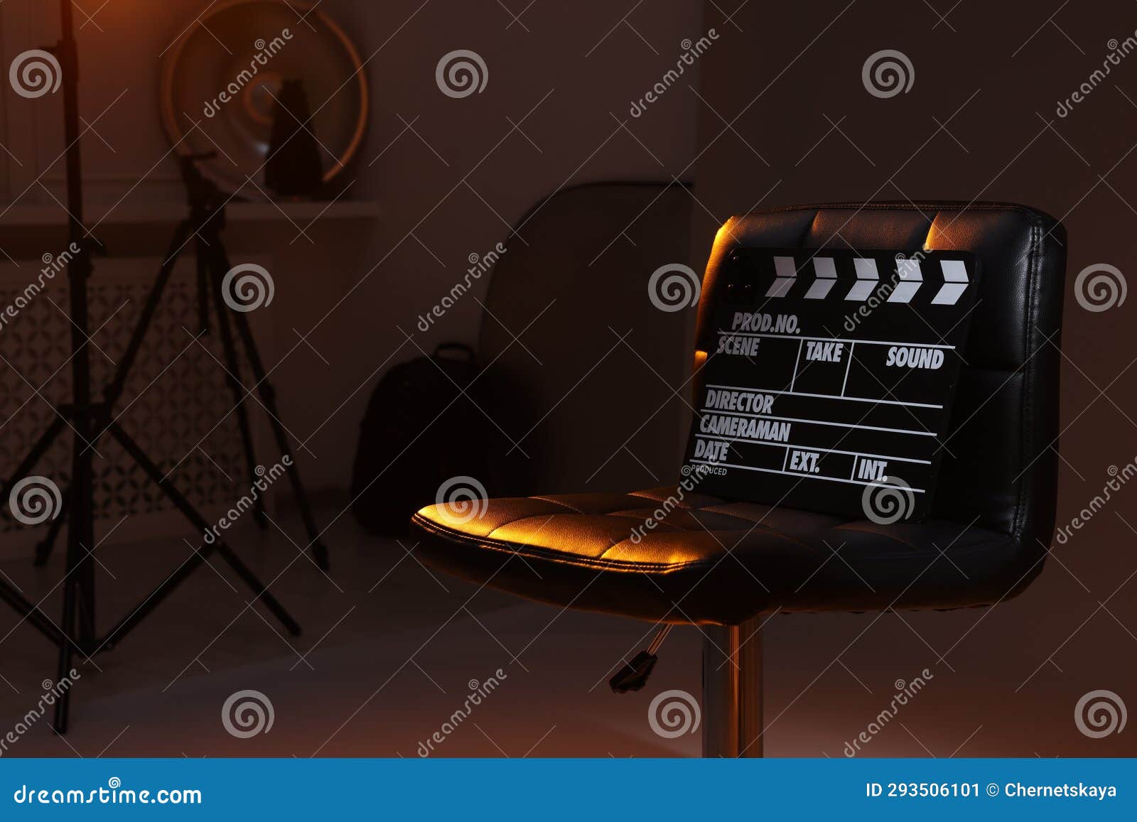 Casting Call. Chair, Clapperboard and Different Equipment in Modern ...