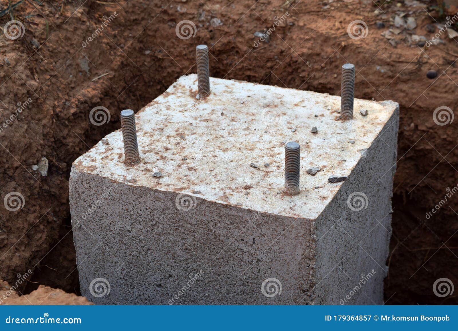 Casting of Concrete Posts and Bolts for Fixing Electrical Posts Stock ...