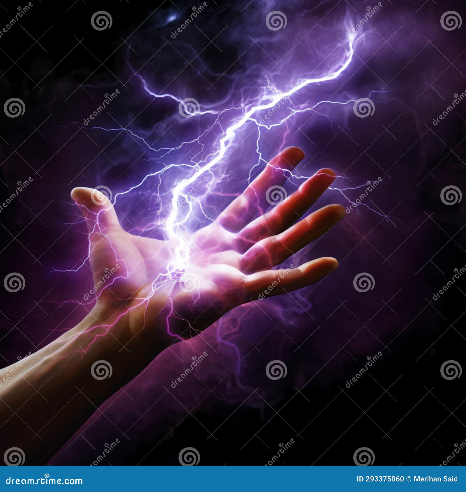 Casting Lightning from Your Fingertips. AI Generative Stock ...