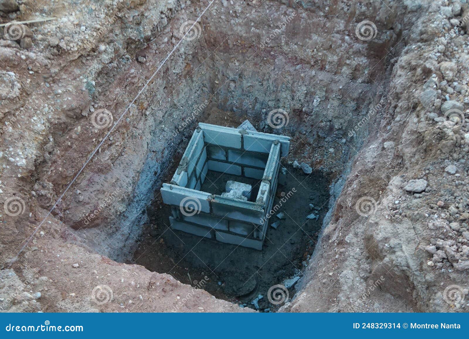 Casting a Pole, Use Brick Blocks To Make a Formwork on the Construction ...
