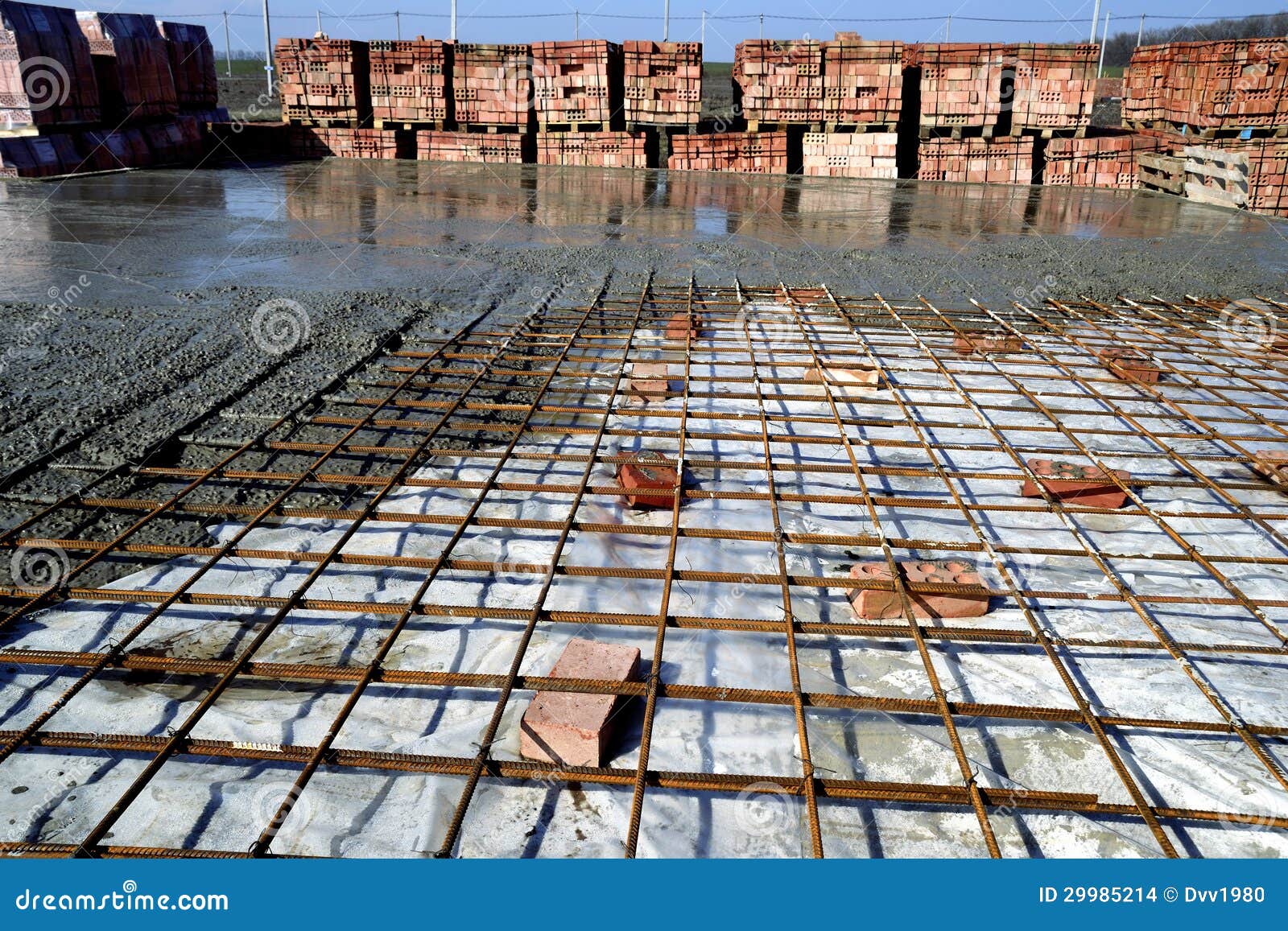 Casting of the Concrete Floors Stock Photo - Image of steel, worker ...