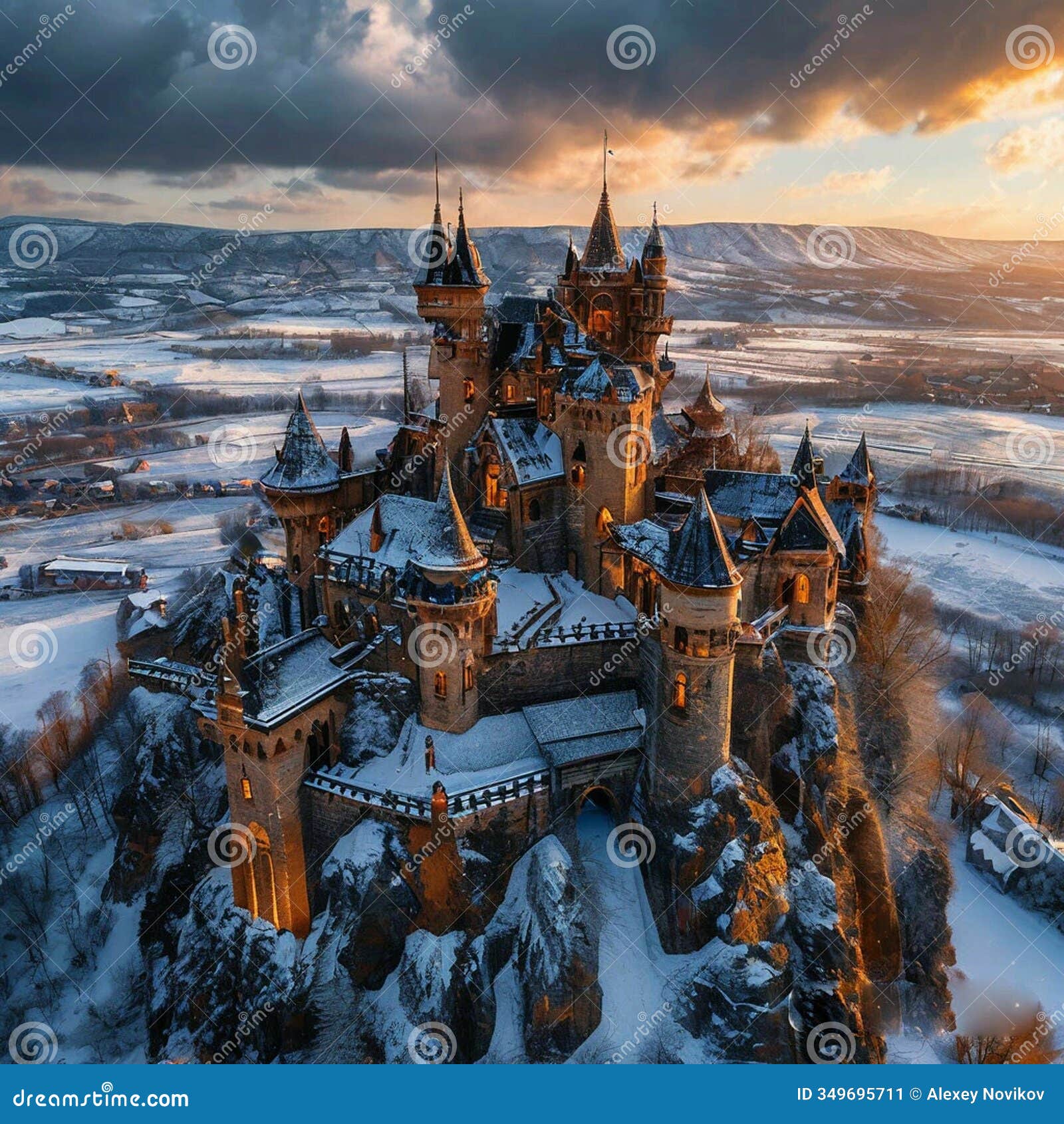 Castle from above stock illustration. Illustration of reflection ...