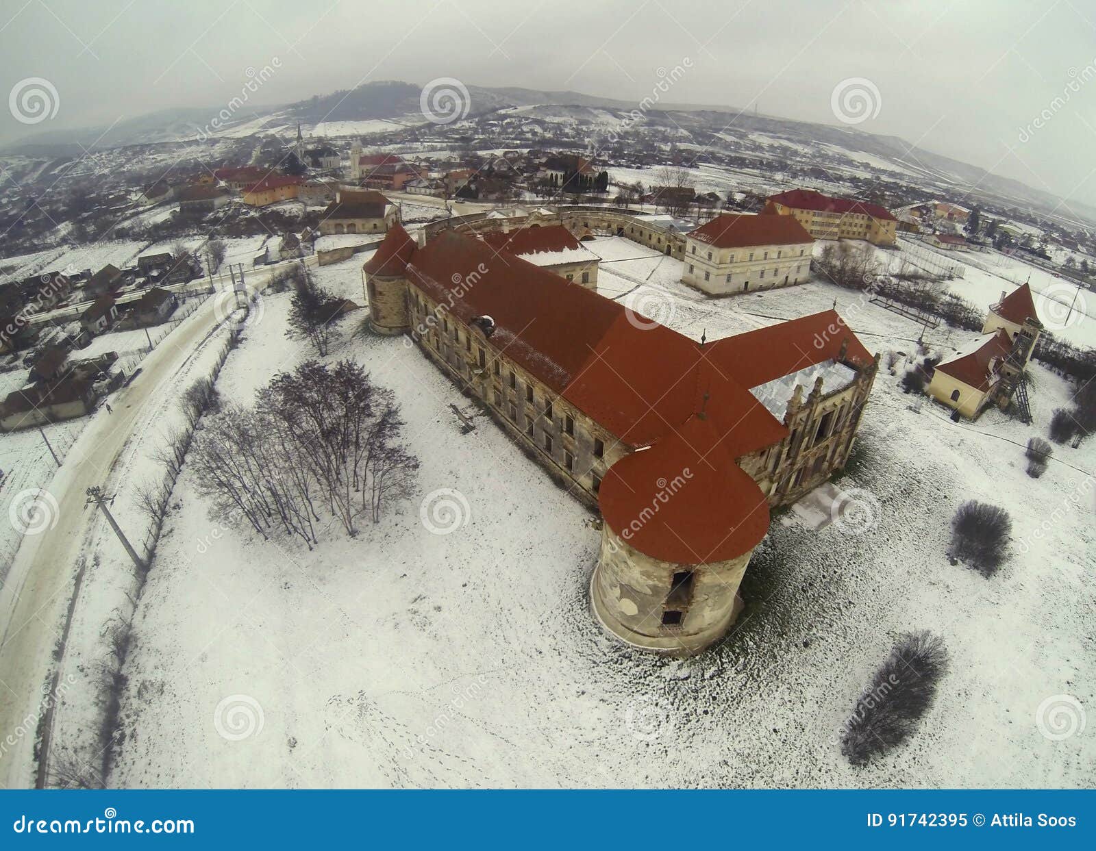 Castle stock image. Image of winter, fisheye, aerophotography - 91742395