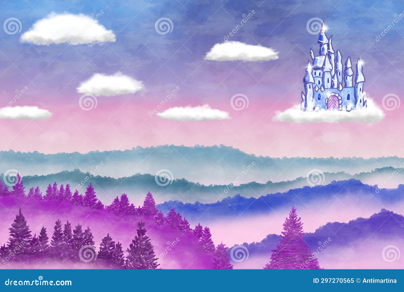 Castle in the Air in the Clouds of an Enchanted Landscape Stock ...