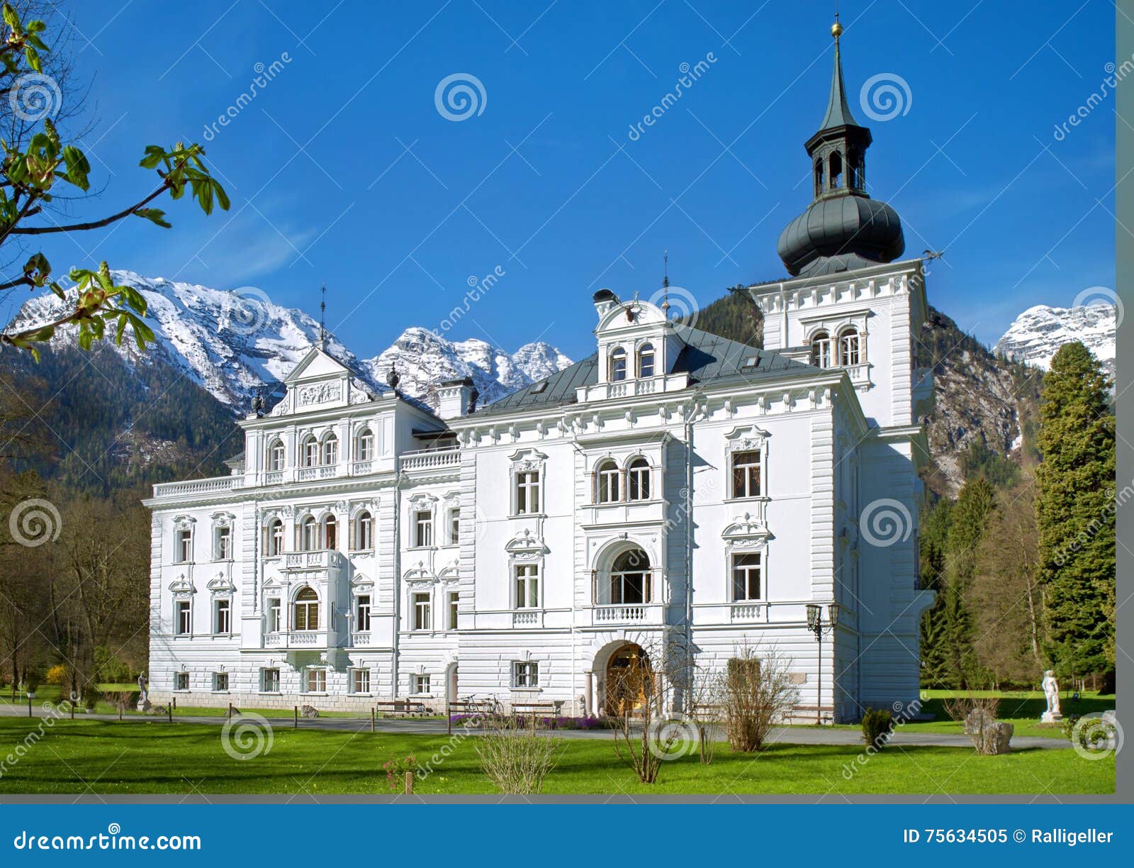 Castle in the Alps, Lofer, Austria Stock Image - Image of blue ...