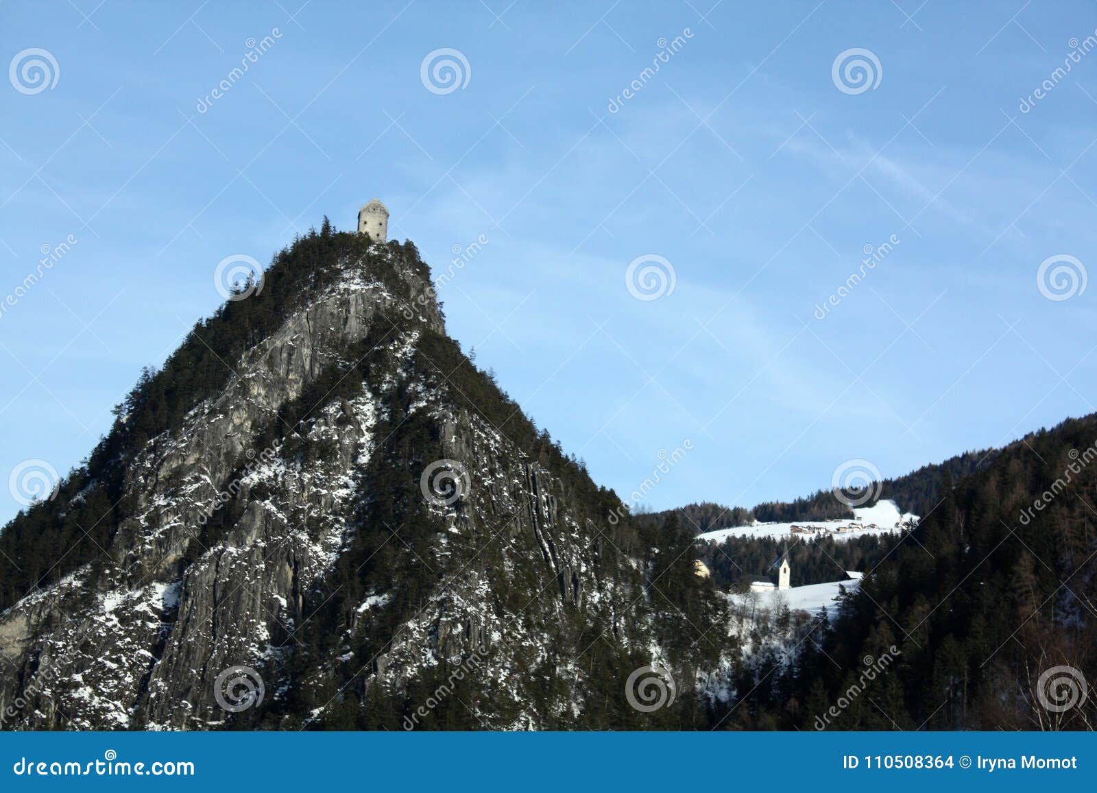 Castle in Alps Mountains in Austria in Winter Stock Photo - Image of ...