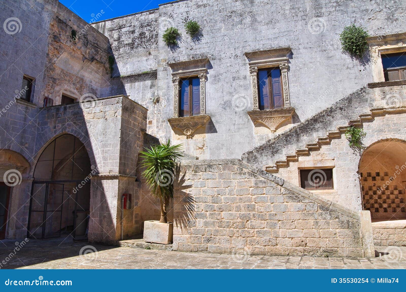 Castle of Andrano. Puglia. Italy Stock Photo - Image of blue, medieval ...