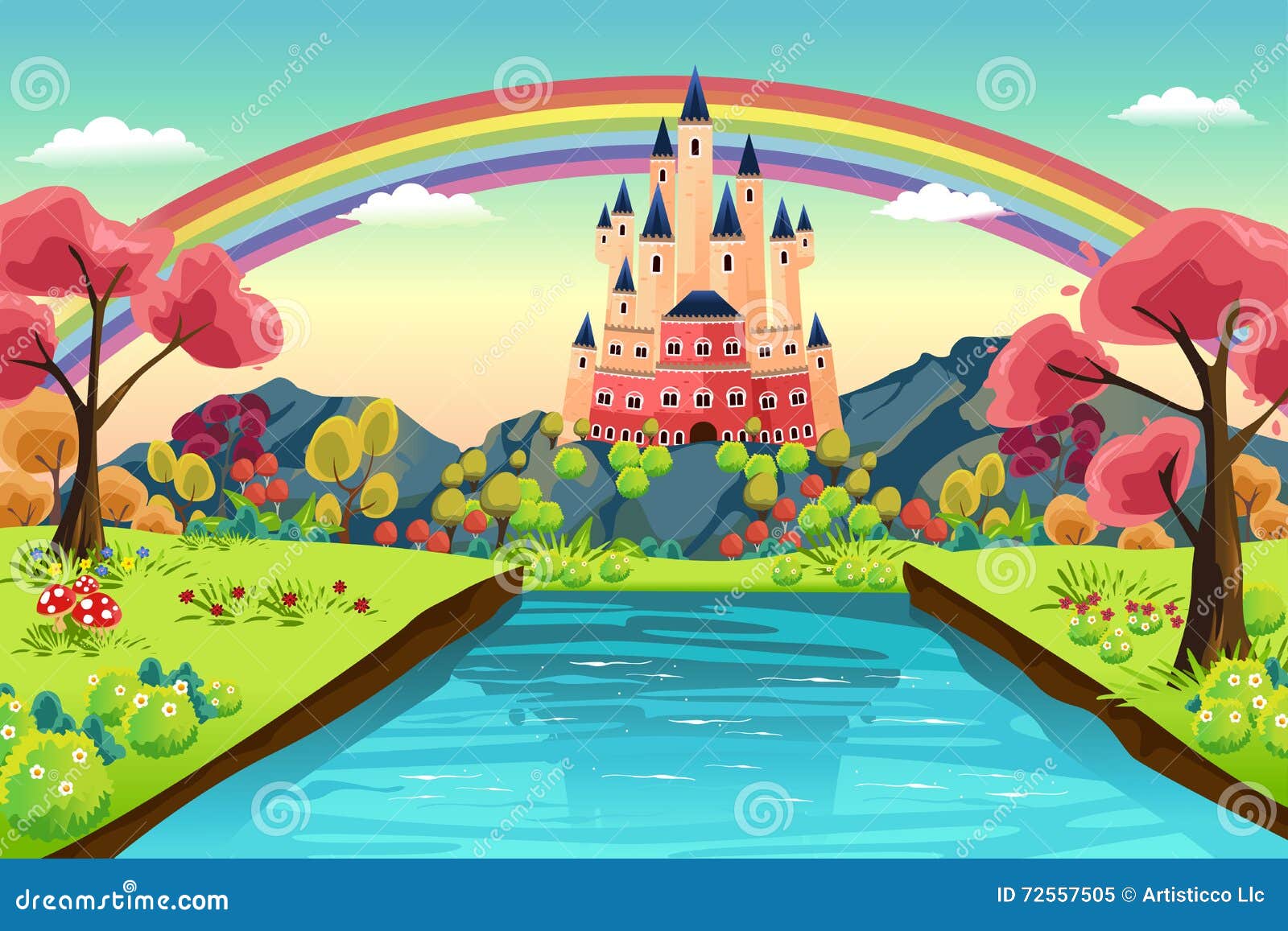 Castle Background stock vector. Illustration of rainbow - 72557505