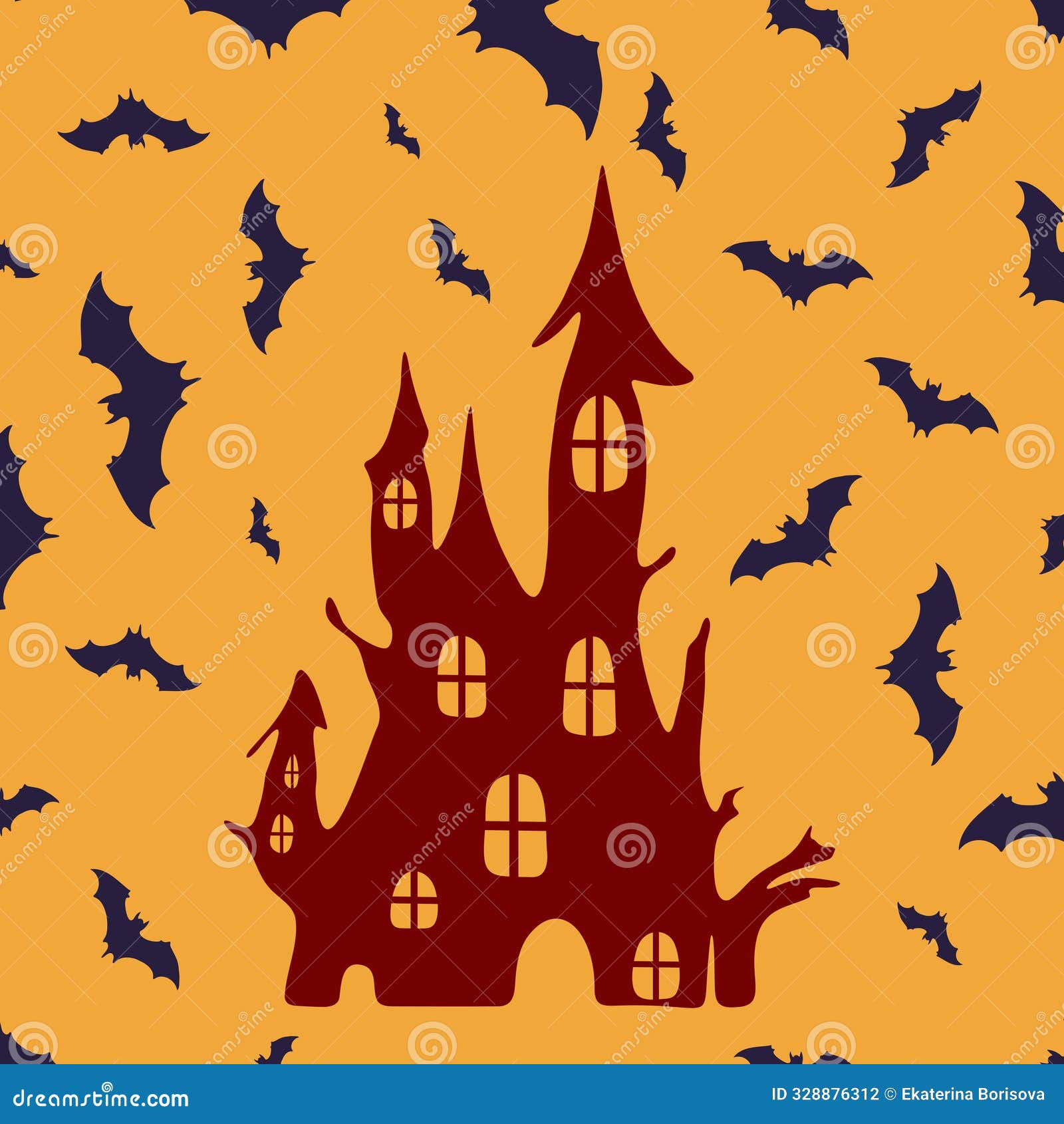 A Castle with Bats Flying Around it Stock Vector - Illustration of ...