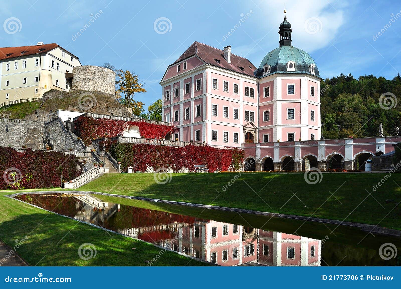 Castle Bechov Nad Teploy. Czech Republic Stock Photo - Image of park ...