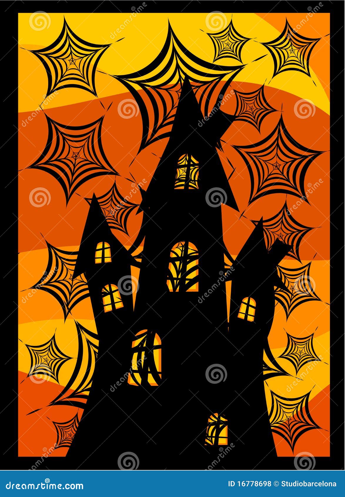 Castle Behind Spider Webs Vector Illustration | CartoonDealer.com #16778698