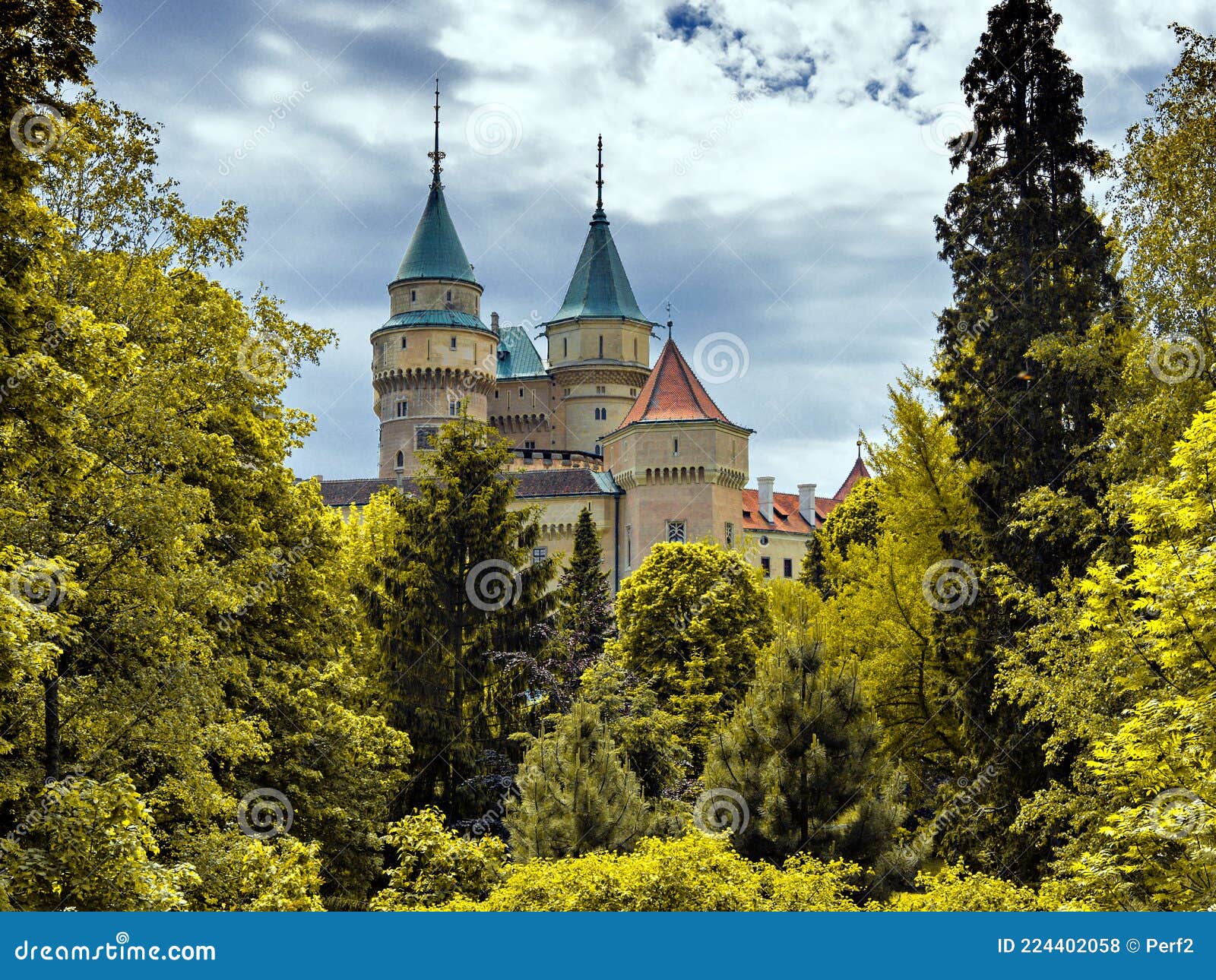 Castle in Bojnice stock photo. Image of trees, unique - 224402058