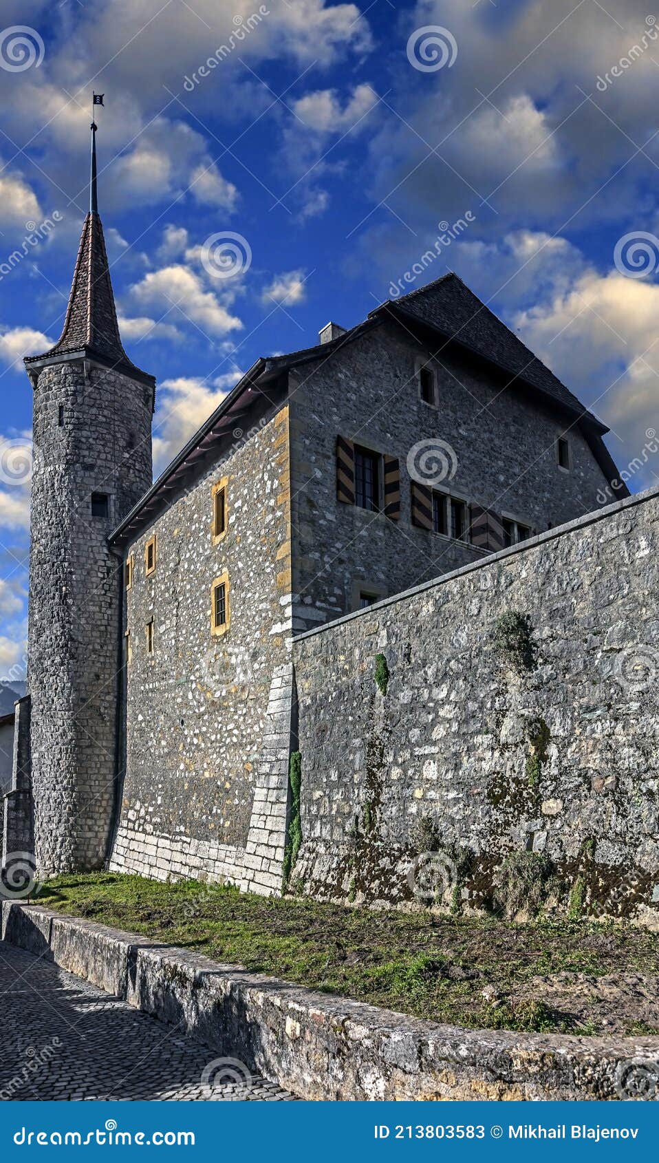 Castle in Boudry 1 stock image. Image of style, view - 213803583