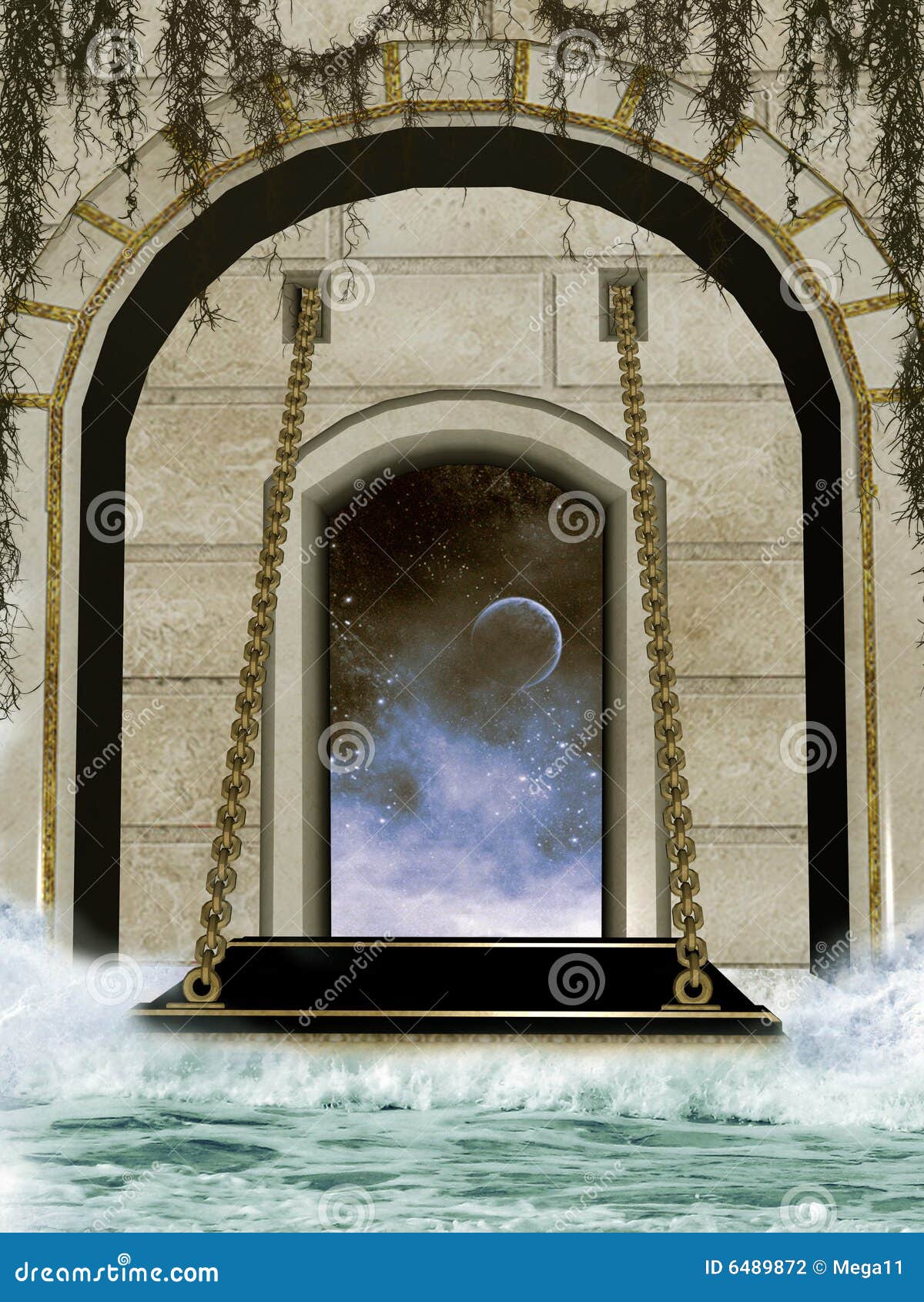 Castle And Bridge In Mountains In Winter, Landscape With Old Citadel In ...