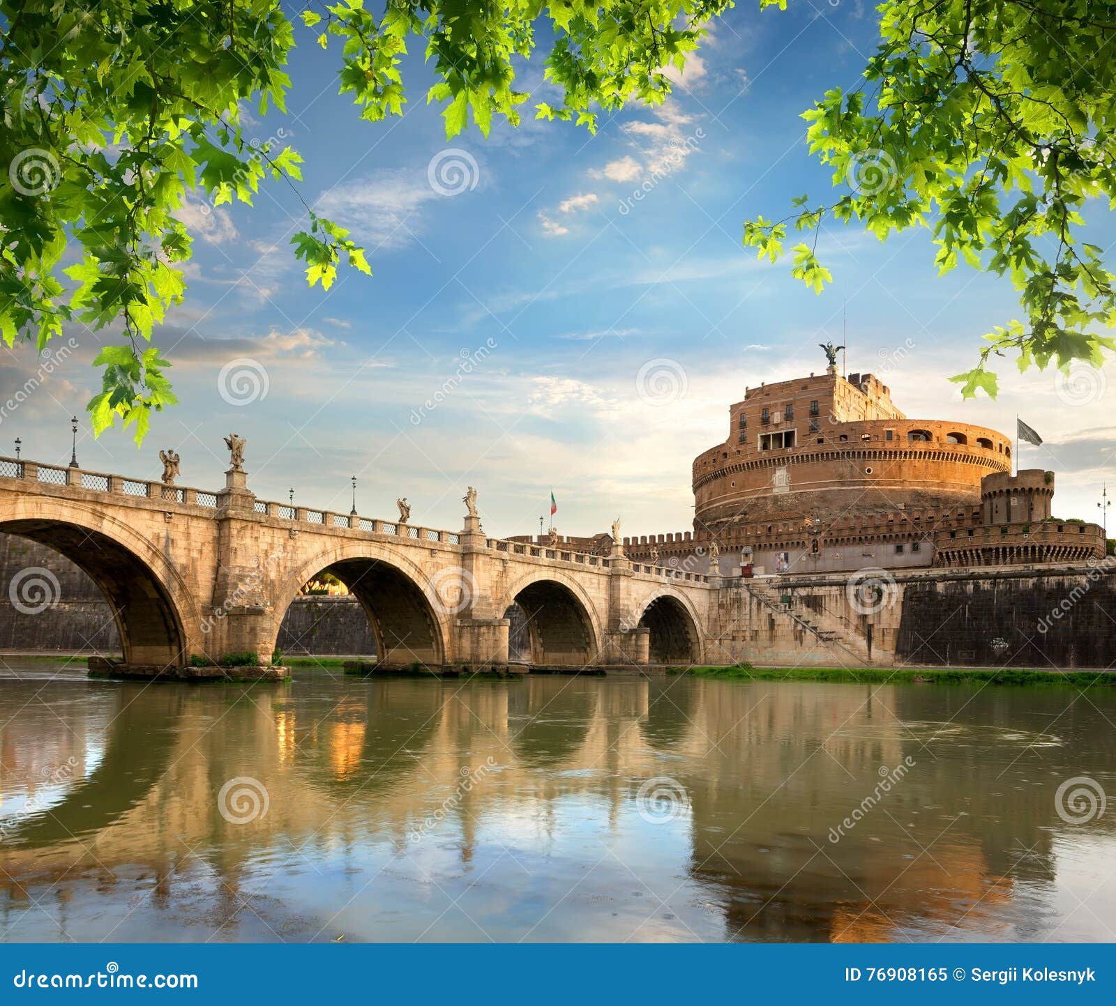 Castle and Bridge of Angels Stock Image - Image of history, pathway ...