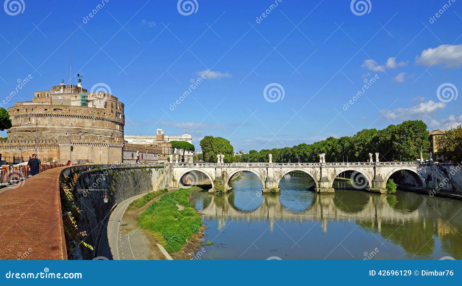 Castle and Bridge of Angels, Rome, Italy Stock Image - Image of city ...