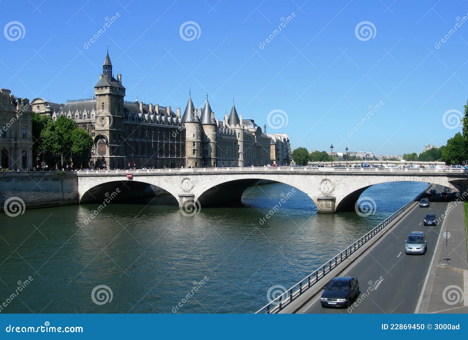 Castle and Bridge Over Seine in Paris Stock Photo - Image of parisian ...