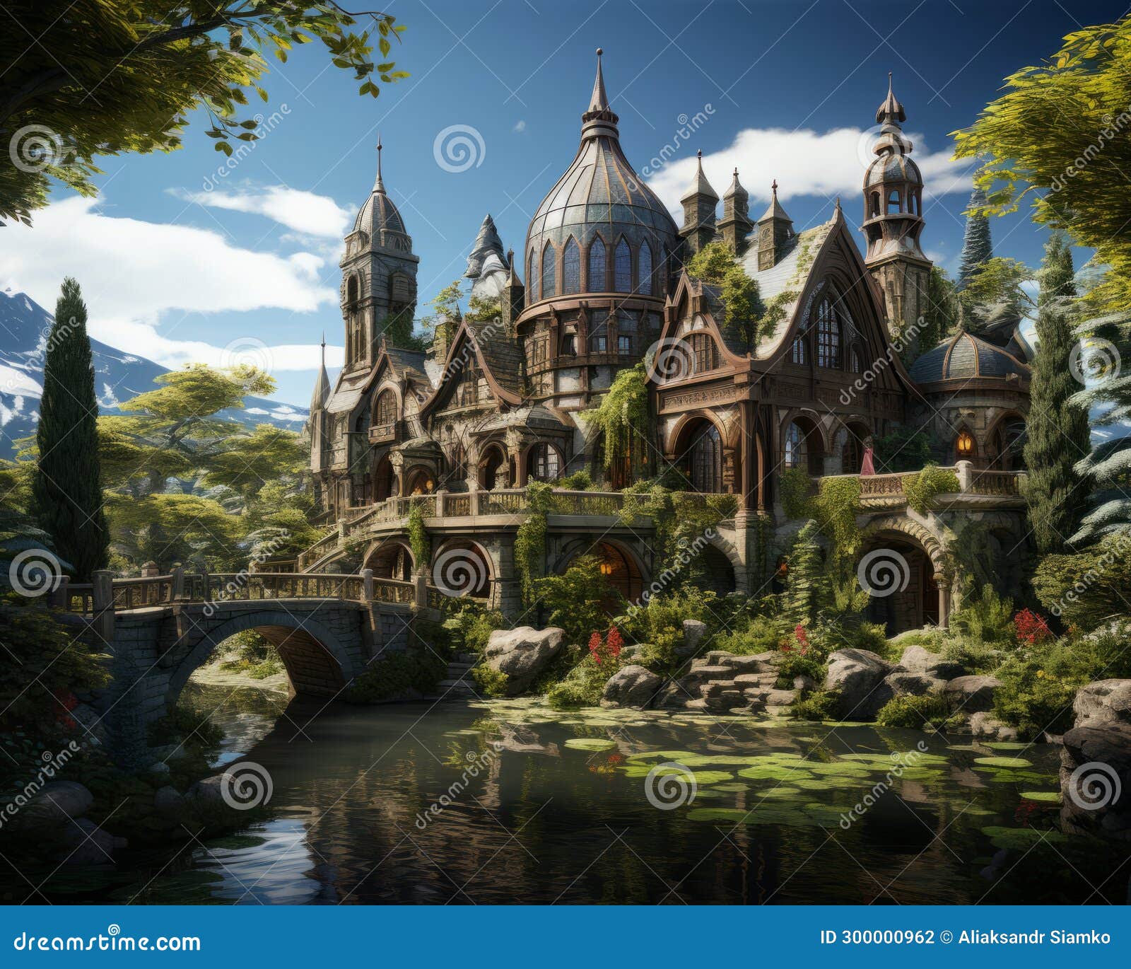 A Castle with a Bridge Over Water Stock Photo - Image of castle ...