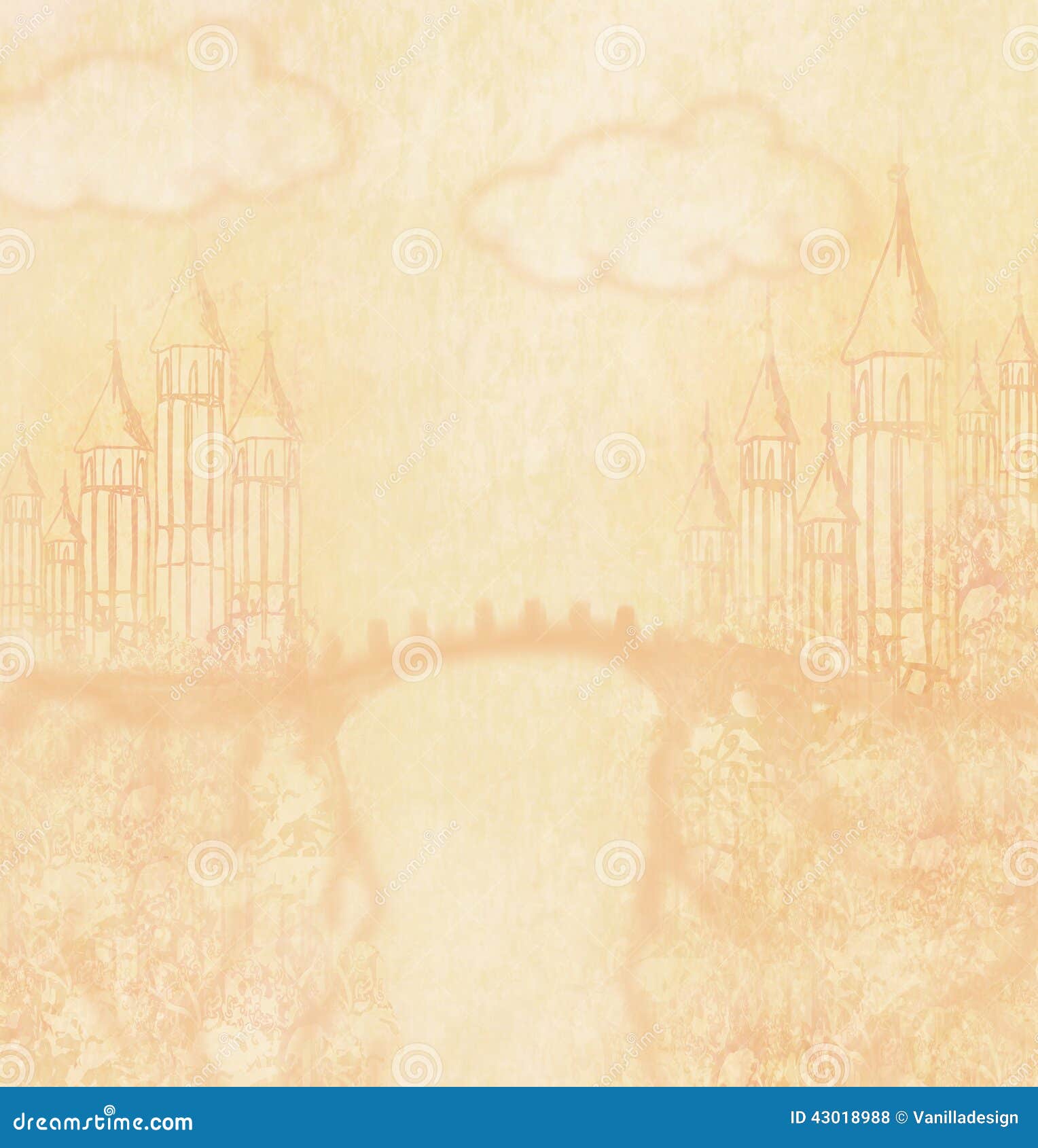 Castle with a bridge stock illustration. Illustration of cartoon - 43018988