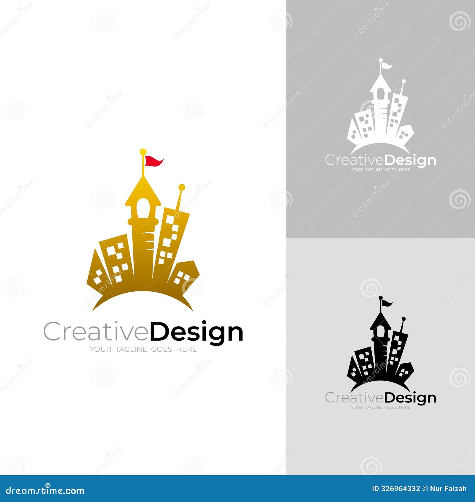Castle Building Icon with Classic Look, Simple Flat Logos Stock Vector ...