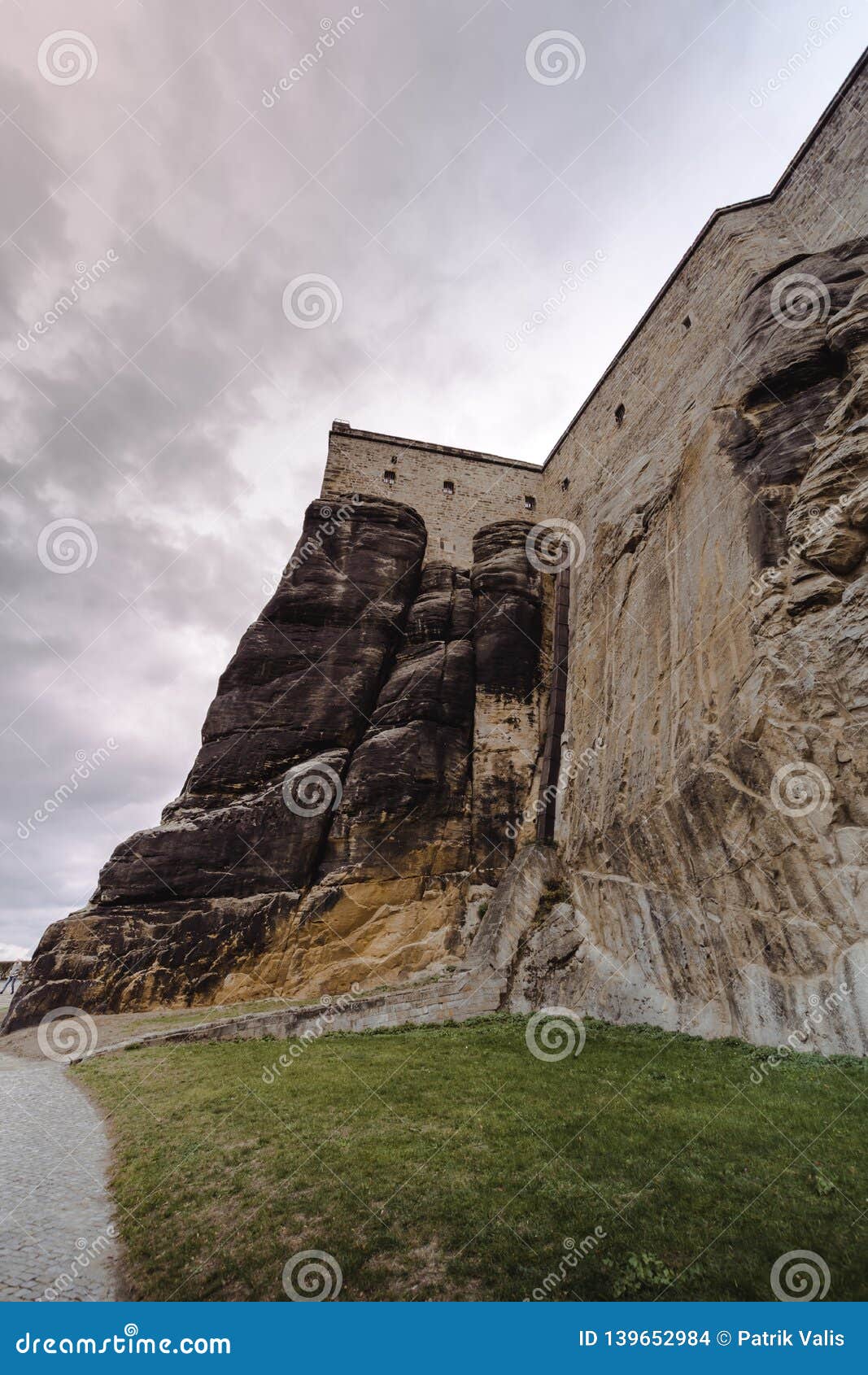 A castle built on a rock. stock photo. Image of park - 139652984