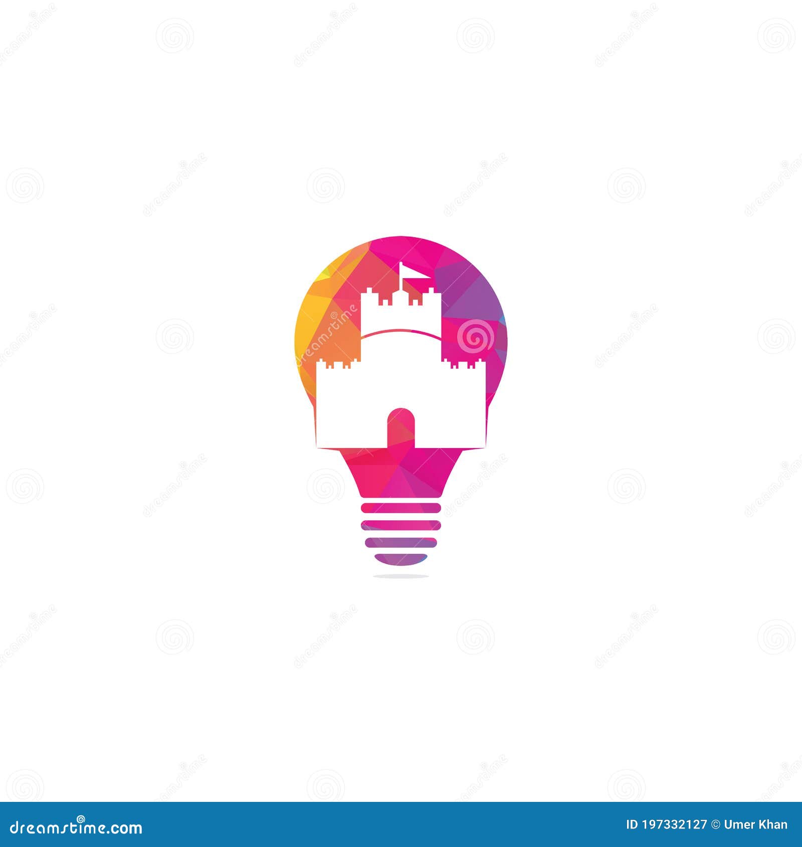 Castle and Bulb Lamp Vector Logo Design Stock Vector - Illustration of ...