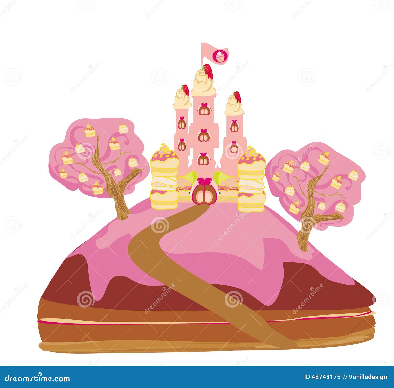 Castle with candy stock vector. Illustration of cream - 48748175