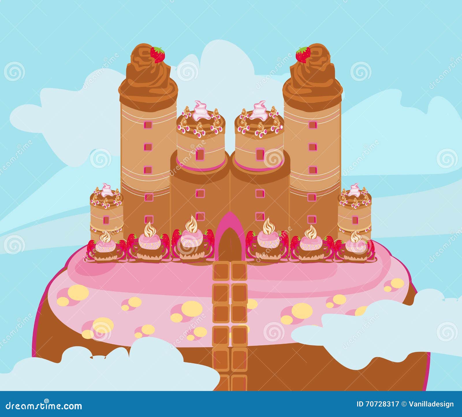 Castle with candy stock vector. Illustration of tower - 70728317