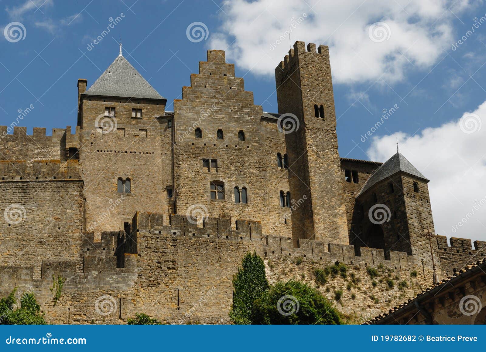 Castle at Carcassonne, France Stock Photo - Image of european, blue ...